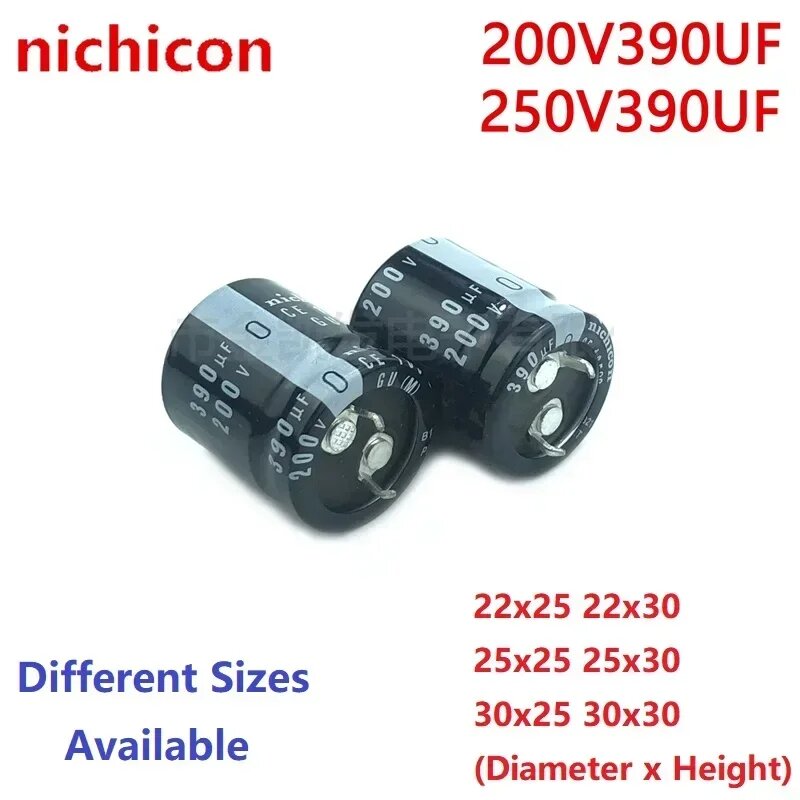Nichicon/Nippon Chemi-Con 390uF 200V/250V электролитический конденсатор 5Pcs 250V390UF 25X25