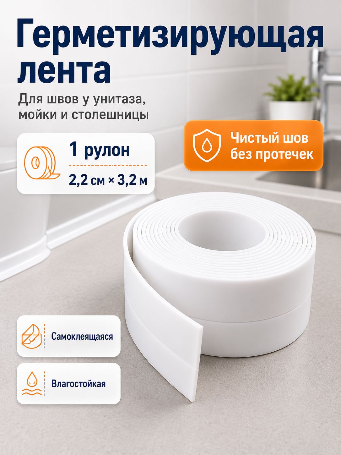 Бордюрная лента 2.2 мм 3.2 м, 1 шт