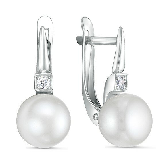 Серьги Яхонт, серебро, 925 проба, фианит, жемчуг