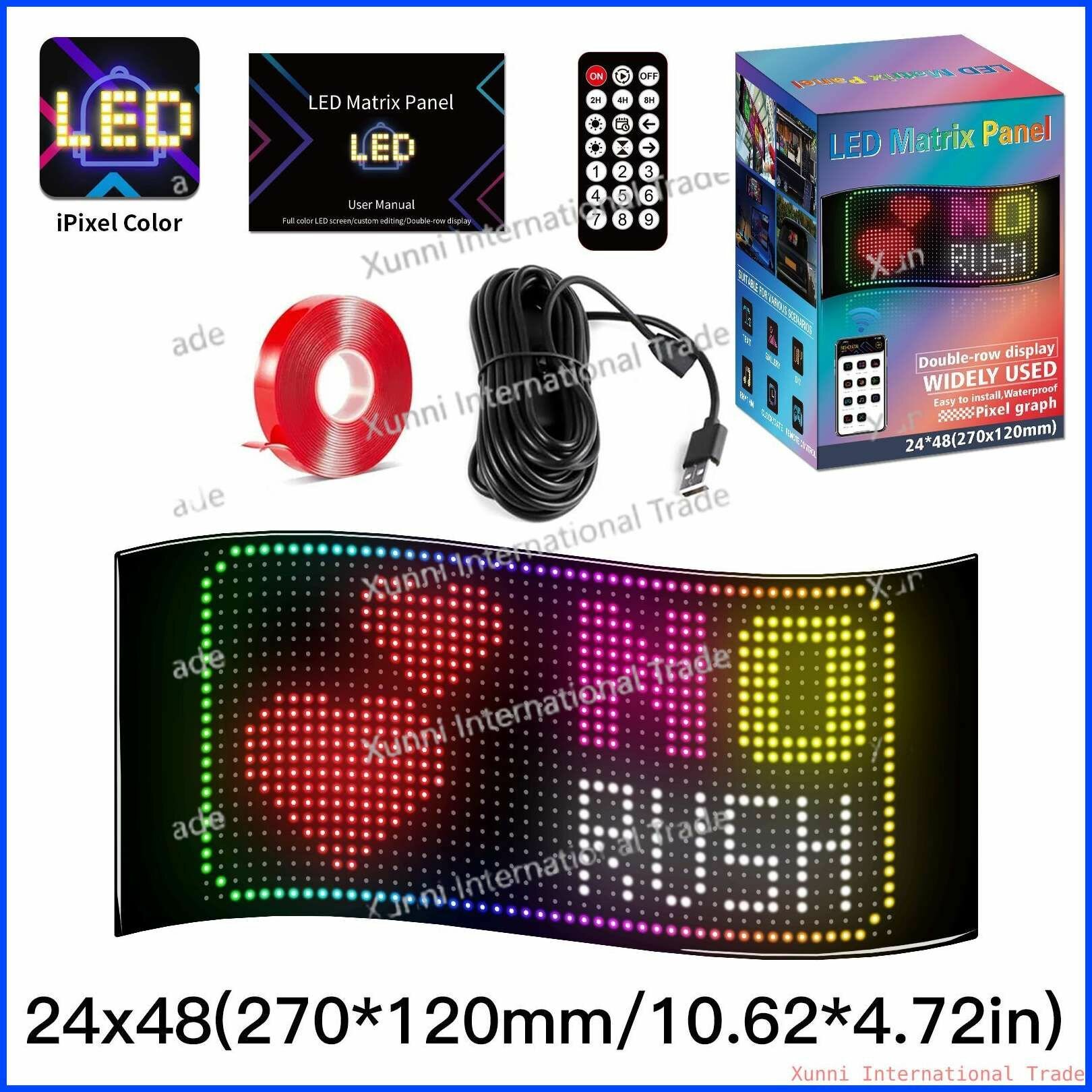 Полноцветная бегущая строка, гибкий LED экран (27x12 см, модель Р4.5 R SMD), информационное электронное табло, монитор, дисплей, гибкий экран