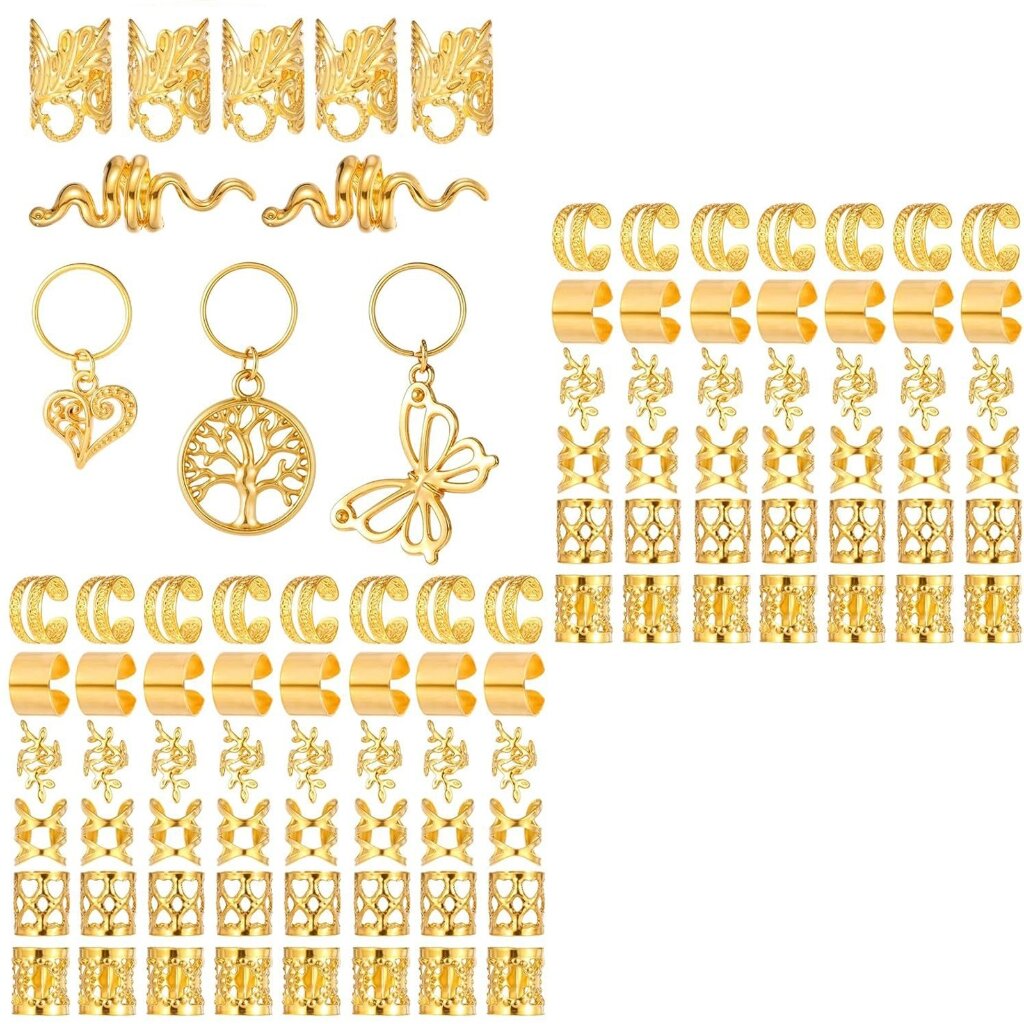 100 шт. золотые металлические украшения для волос, стильные кольца и манжеты для кос и дредов, аксессуар для волос, улучшающий любой образ