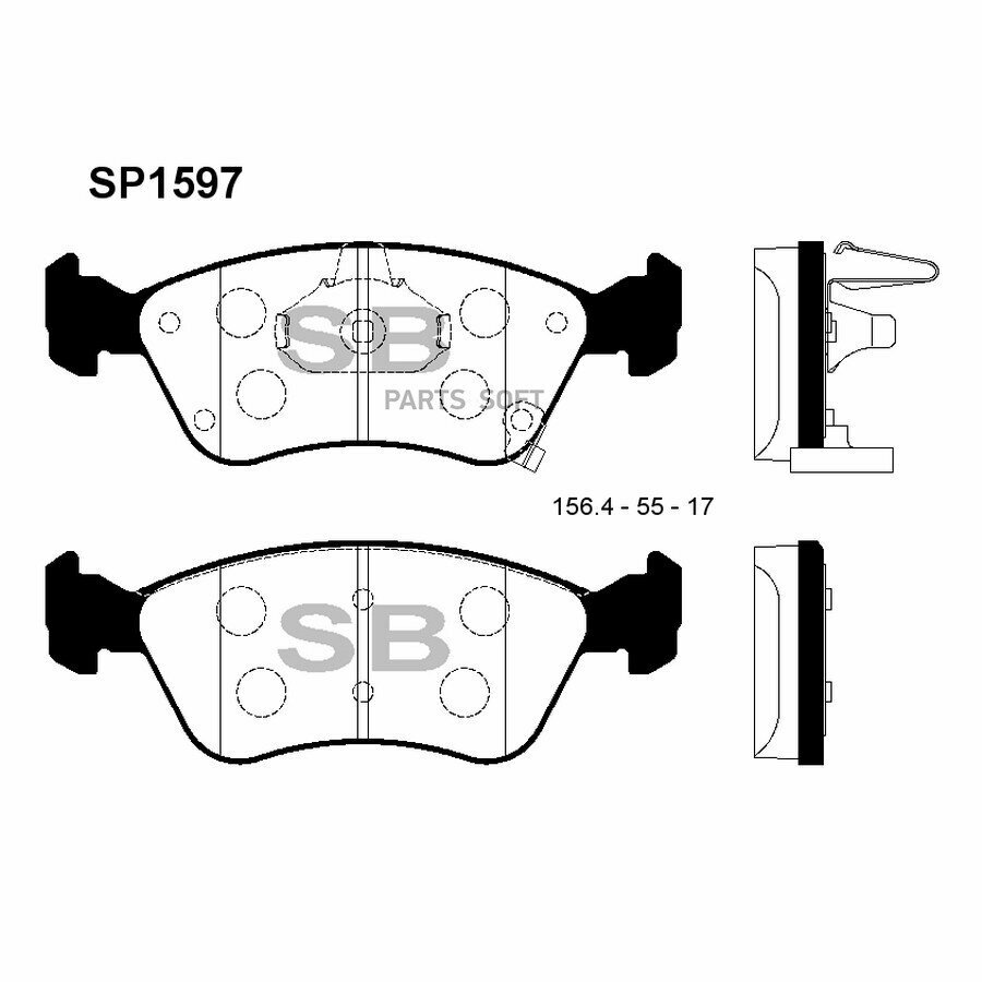SANGSIN BRAKE SP1597 Колодки тормозные, передние TOYOTA AVENSIS I (1997-2003)