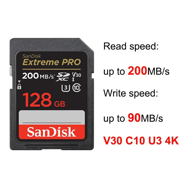 SanDisk SD карта памяти 32/64/128/256 ГБ Extreme PRO 128GB