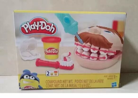 Набор инструментов для зубов Play-Doh для детей - Безопасный пластилин с 4 цветами, образовательная игрушка