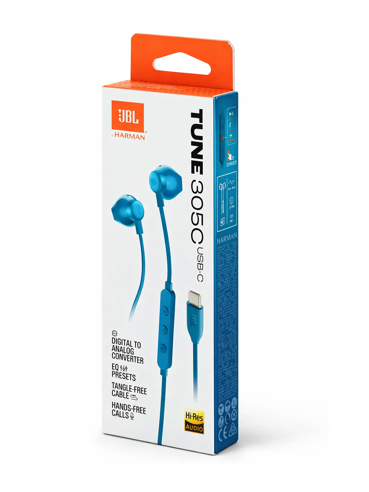 Наушники проводные JBL Tune 305C, внутриканальные, синий, USB