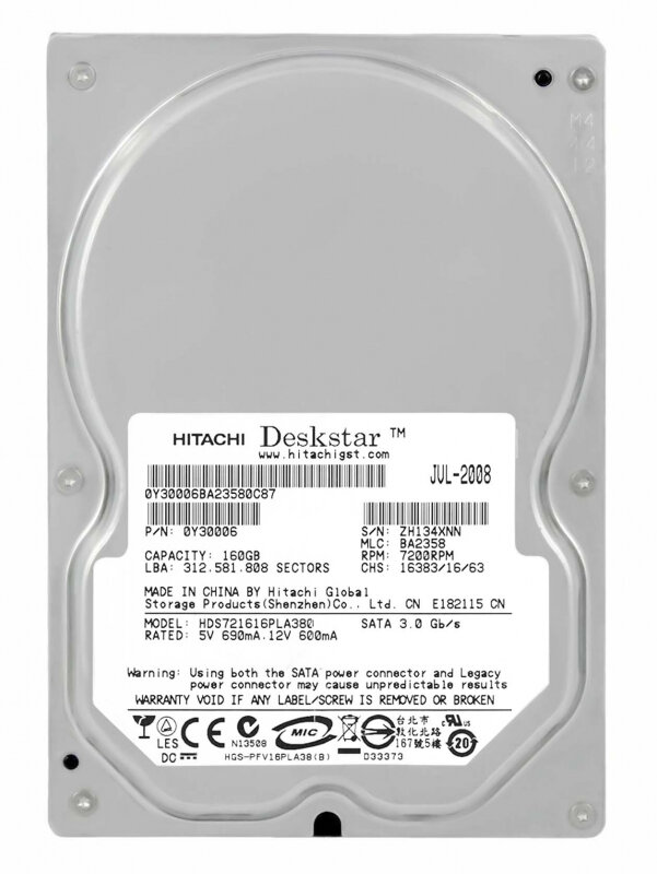Жесткий диск Hitachi HDS721616PLA380 164Gb SATAII 3,5" HDD