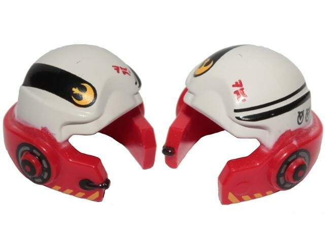 Деталь Lego 11538pb06 Minifigure, Headgear Helmet SW Rebel with Black Stripes, Red Aurebesh Characters 'DA', Yellow Rebel Alliance Symbol and White A-wing Pilot Pattern