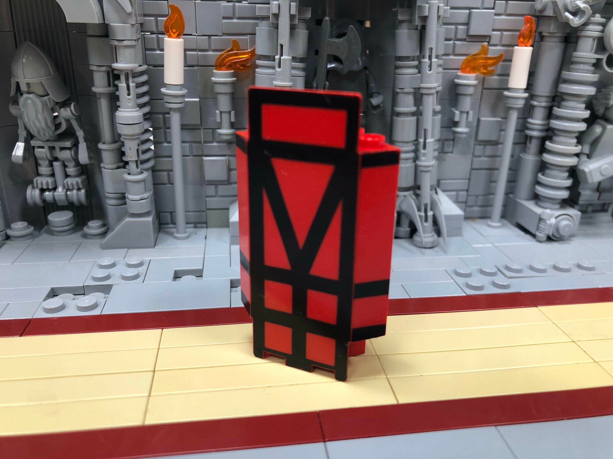 Деталь Lego 2345p01 Panel 3 x 3 x 6 Corner Wall with Black Lines Pattern