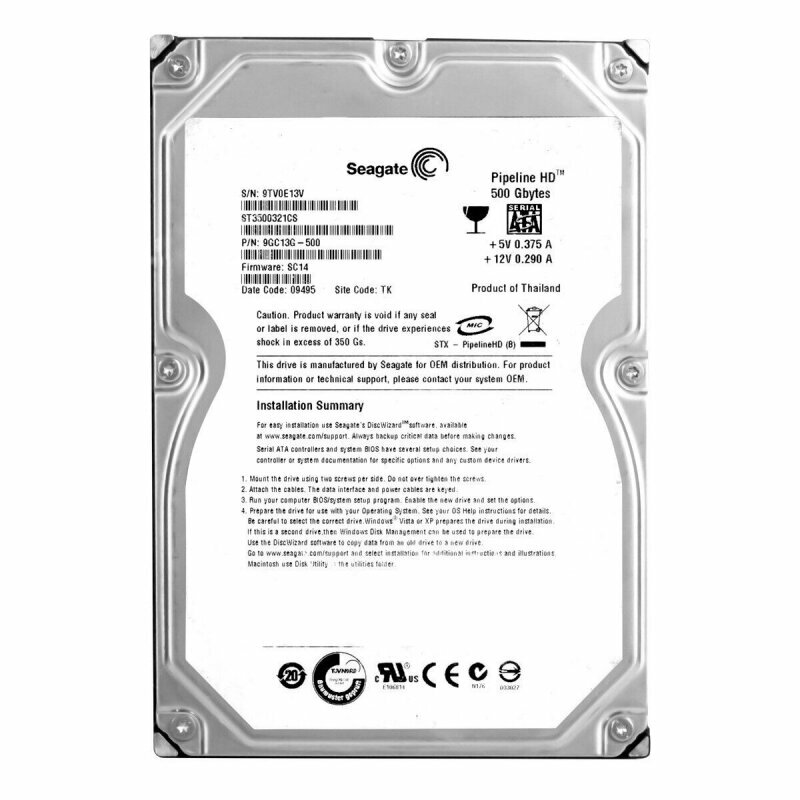 Жесткий диск Seagate ST3500321CS 500Gb 5900 SATAII 3.5" HDD