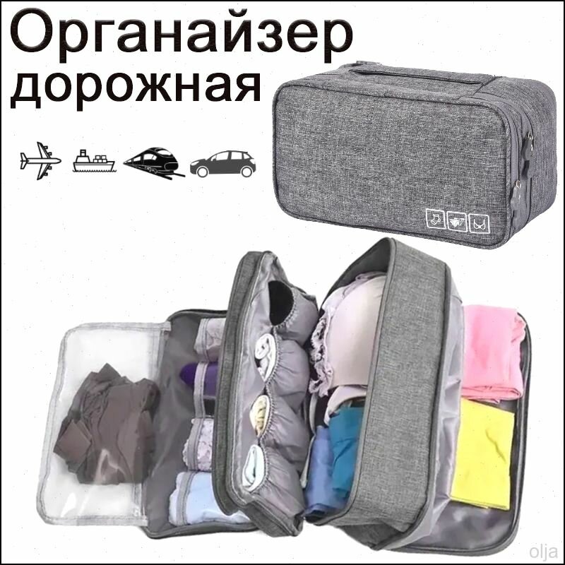 Портплед для бюстгальтеров и косметики из водонепроницаемой ткани Оксфорд, на молнии, с отделениями для путешествий