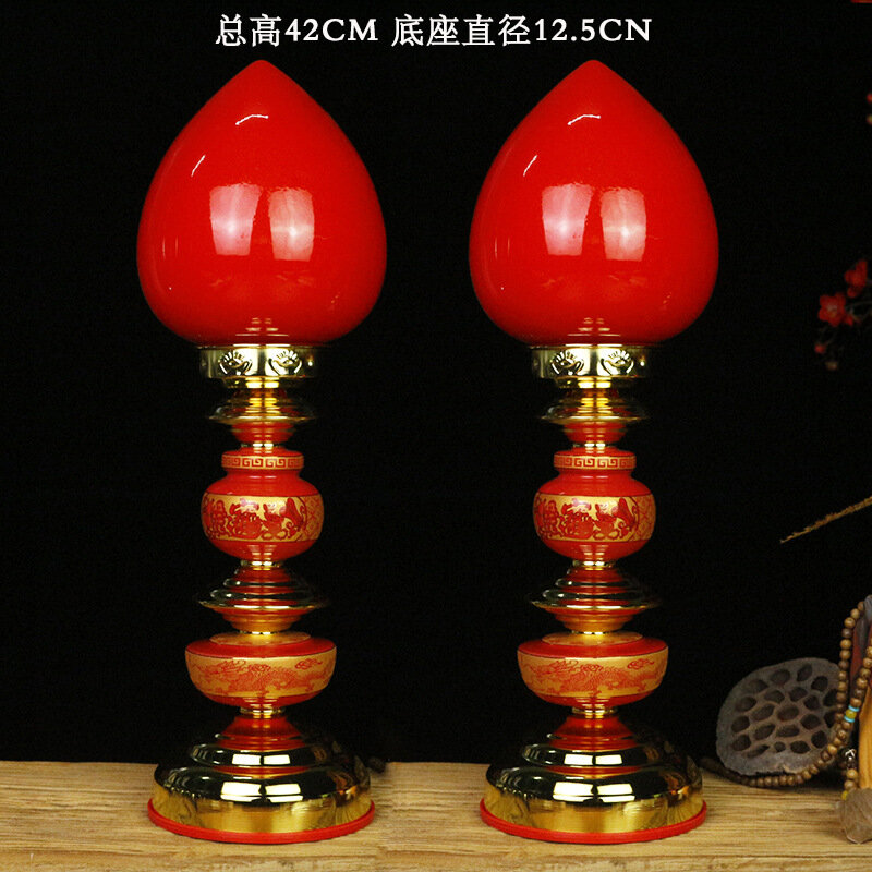 Светодиодный светильник удачи, электрический подсвечник из сплава и керамики, буддийская электрическая свеча, лампа с постоянным свечением, лампа Бога богатства, лампа для поклонения.