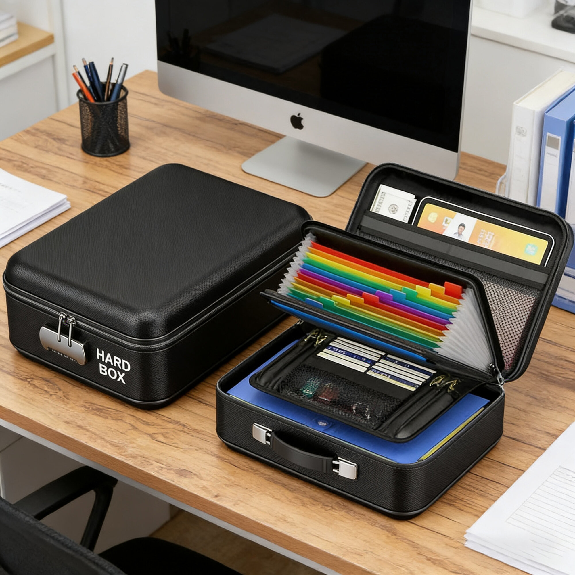 Огнеупорный ящик для документов с замком, водонепроницаемый сейф для важных документов, , паспортов, черный