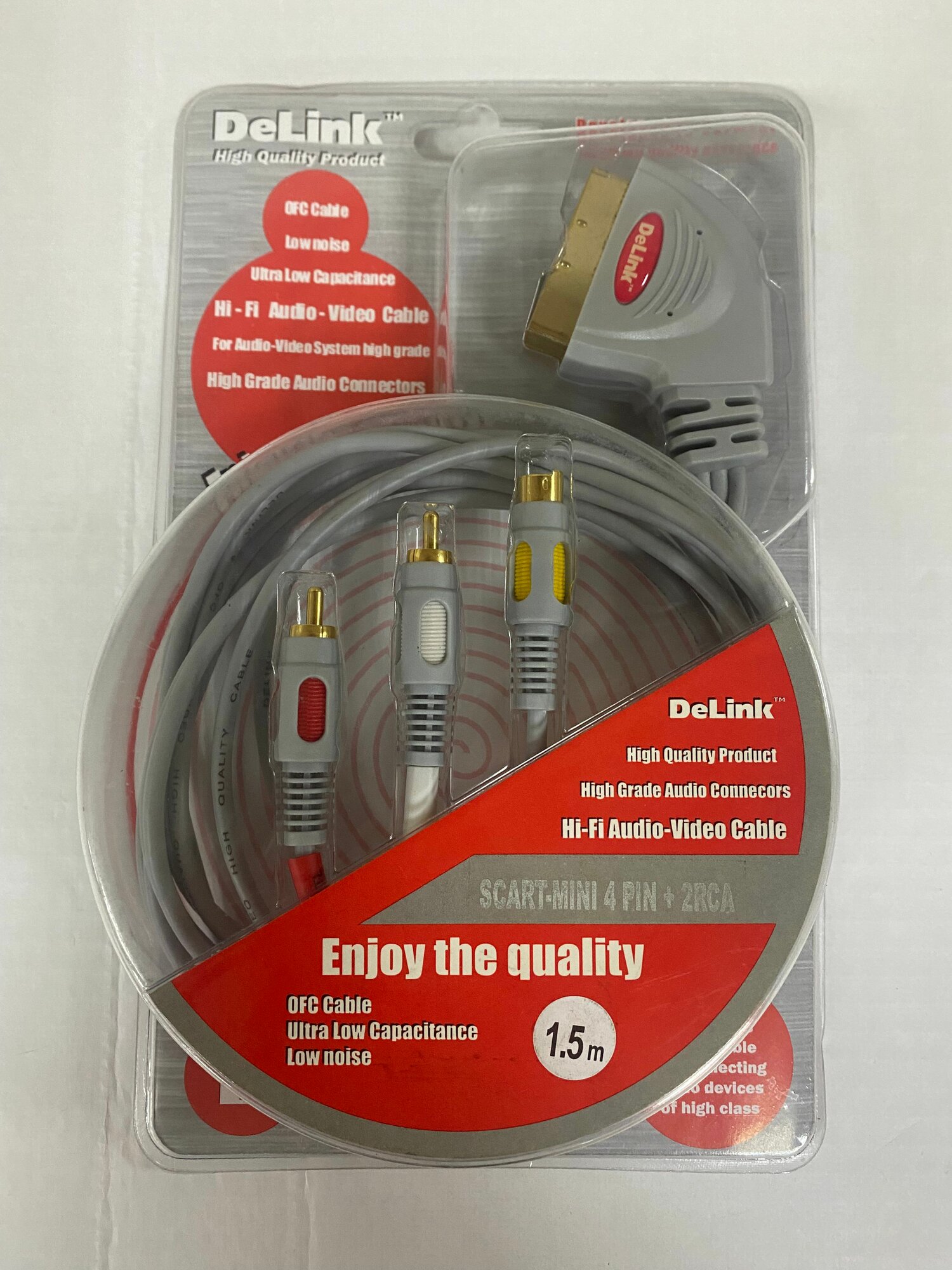 Кабель delink SCART-MINI 4 PIN+2RCA пластик 3638