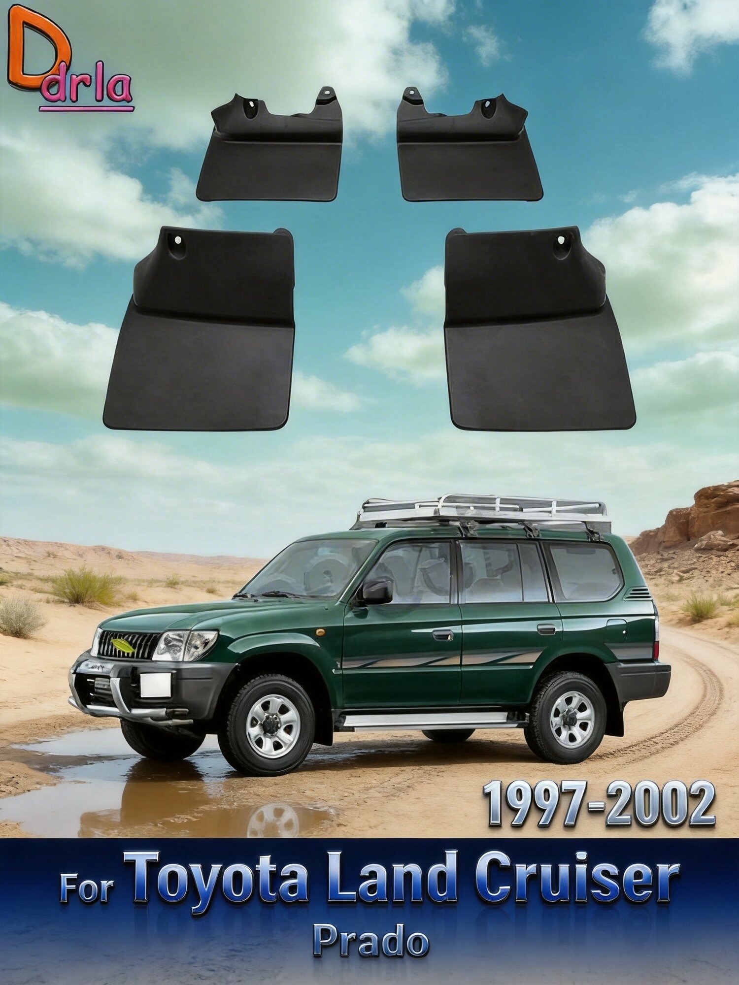 Брызговики для Toyota Land Cruiser Prado 1997-2018, комплект 4 шт передние и задние для FJ90 FJ120 FJ150 FJ200 с крепежом и точной посадкой