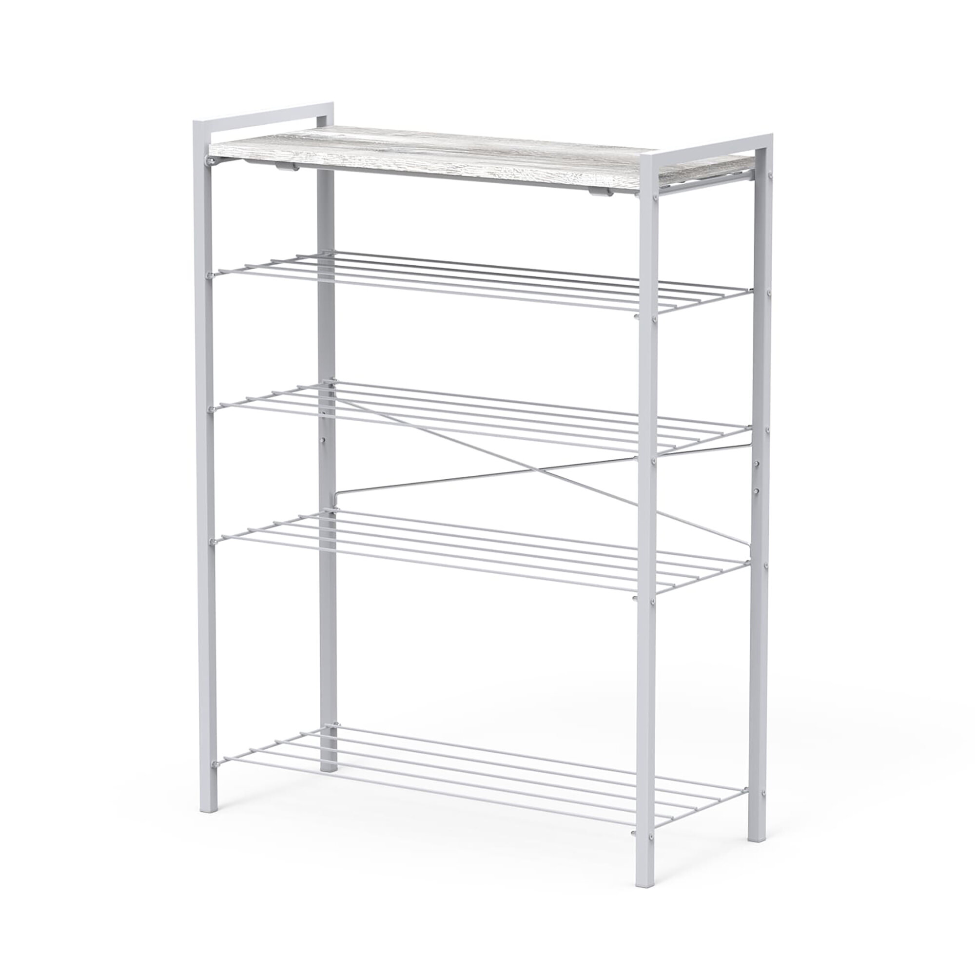 Этажерка Nika КТ5-80Л, 5 полок, 79,4 х 33 х 104,5 см, дуб шавиниган/матовый серый