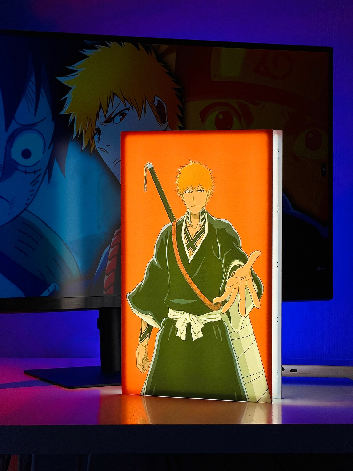 Светильник Bleach (Блич) с Ичиго Куросаки, акриловый с LED подсветкой, 33x20 см