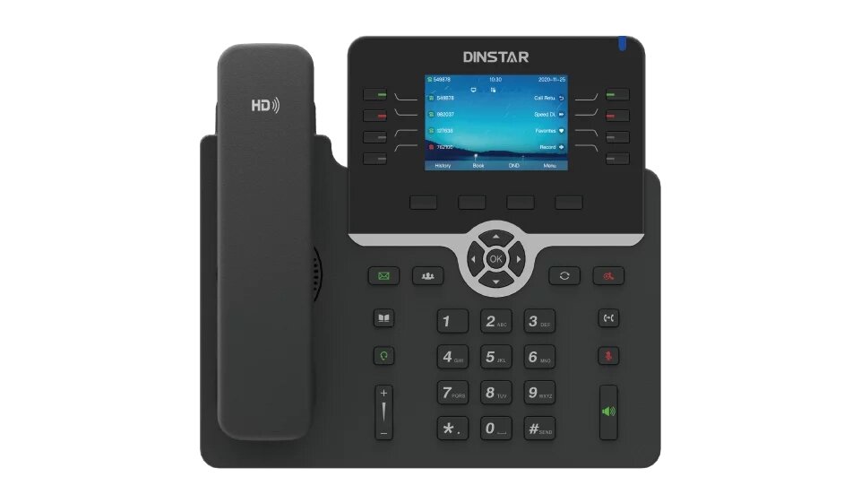 IP телефон Dinstar C64GP, 16 SIP-аккаунтов, цветной TFT-дисплей 3.5", PoE