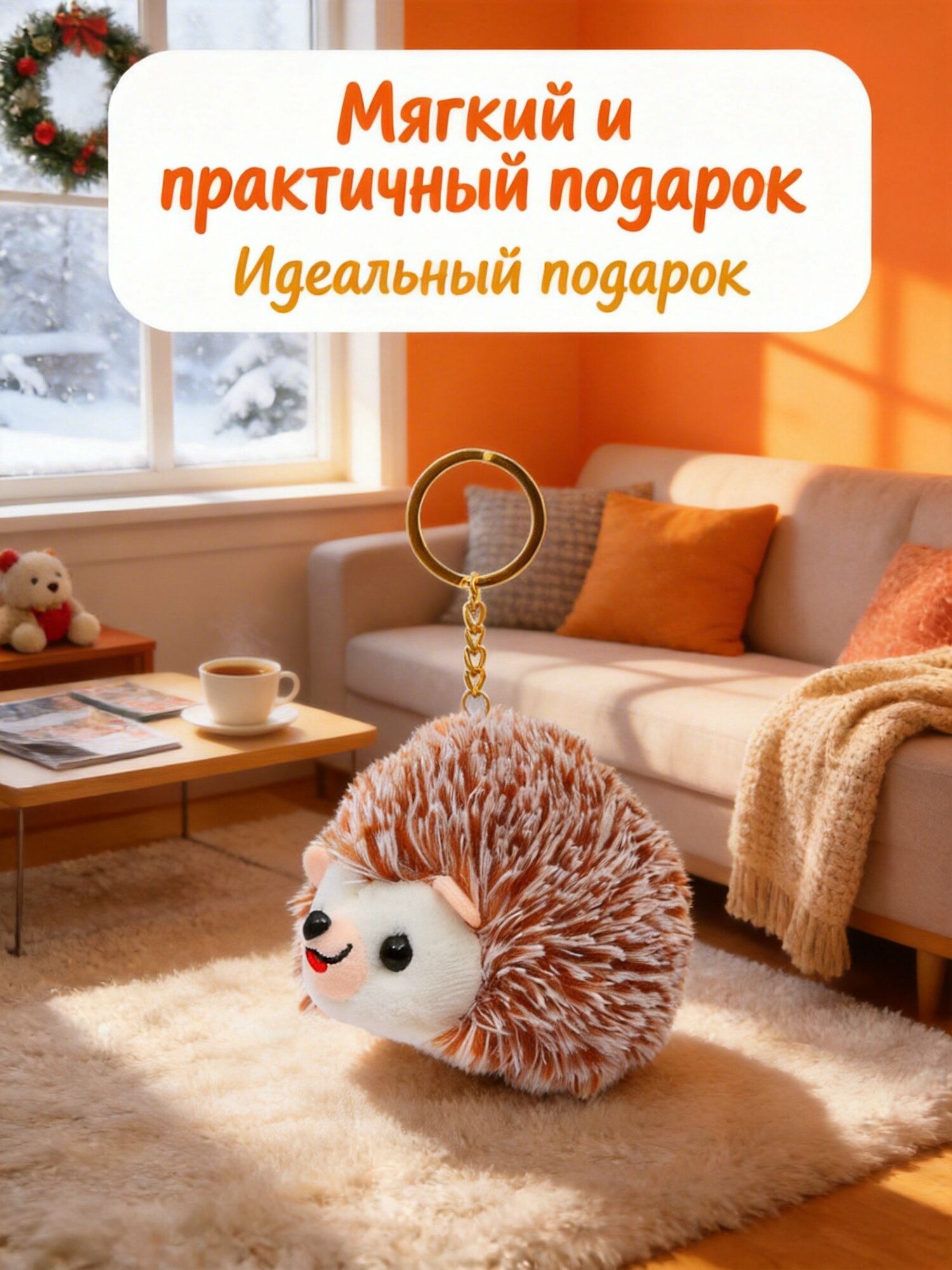 Мягкая плюшевая игрушка ёж, подвеска для ключей — милый и практичный подарок для детей и подростков