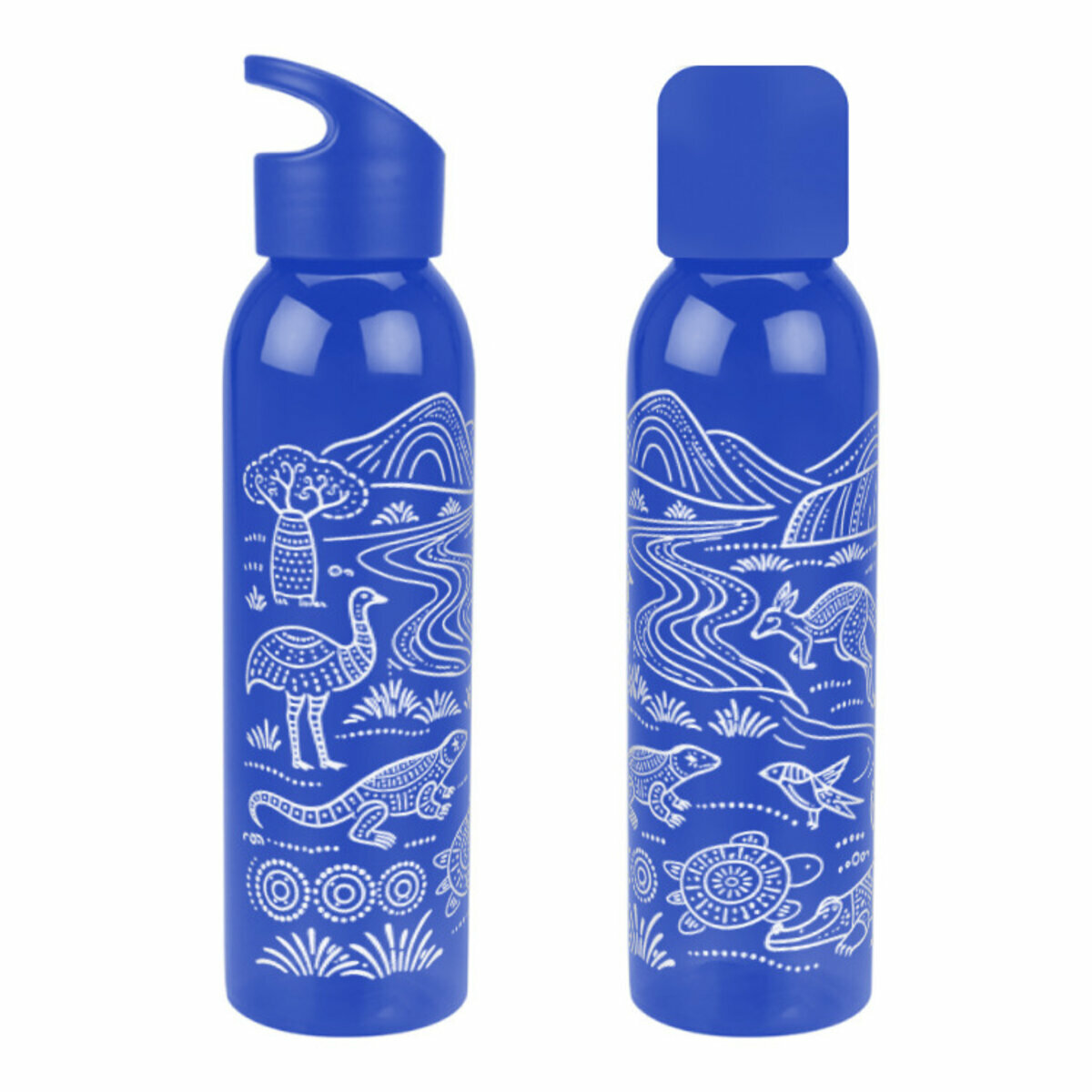 Бутылка для воды «Австралия и её обитатели. Этнический принт» (синий)
