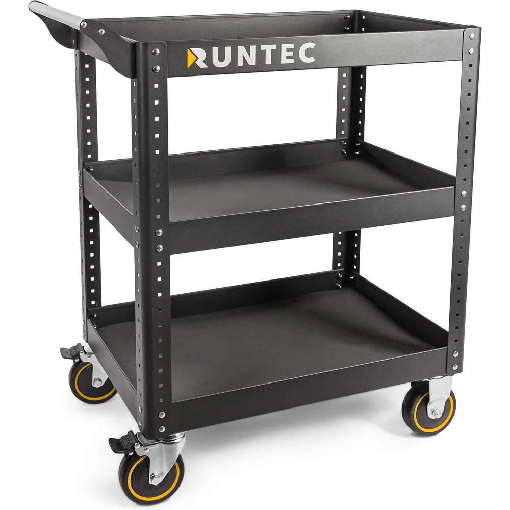 Тележка RUNTEC Performance RT-PR3, 3 полки, черная, стальная, 46x80x91 см