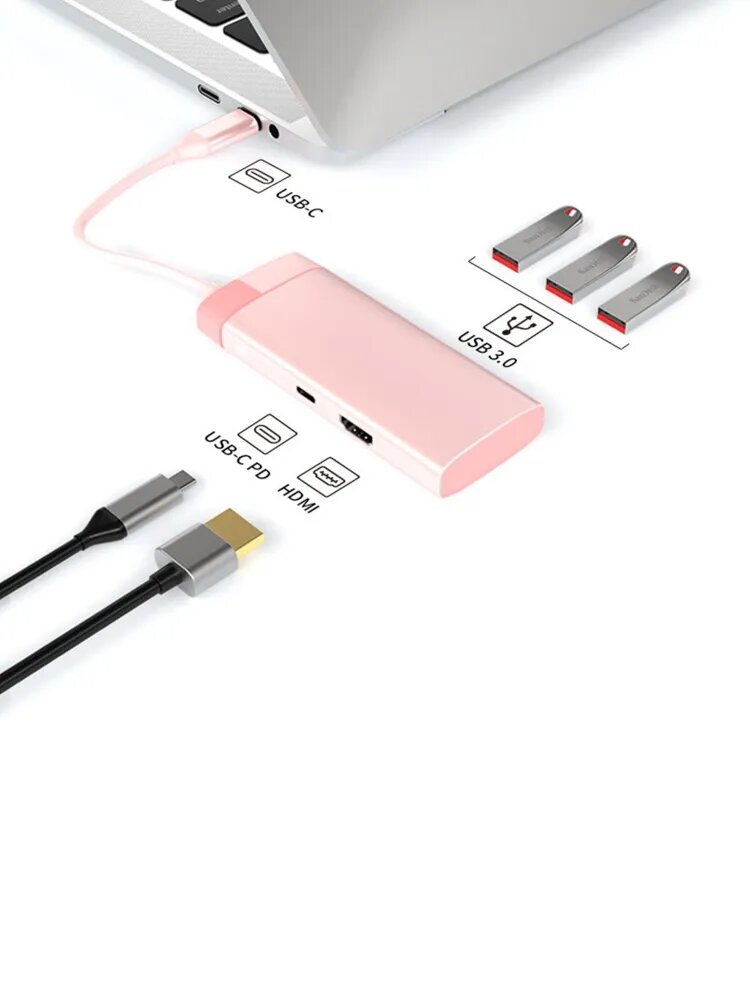 USB-C концентратор (хаб) с разъемами USB, HDMI, кардридером