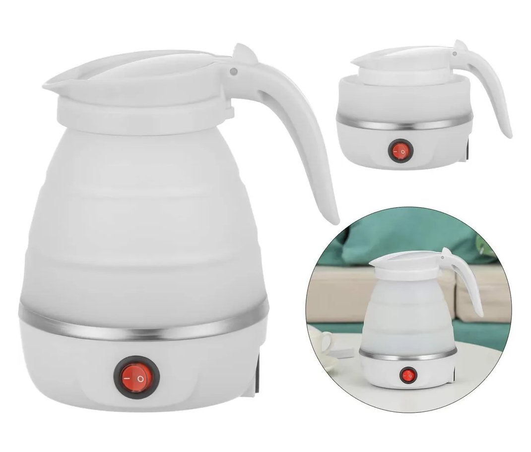 Чайник DIARDI, складной, силиконовый, с автоотключением, 600Вт, белый