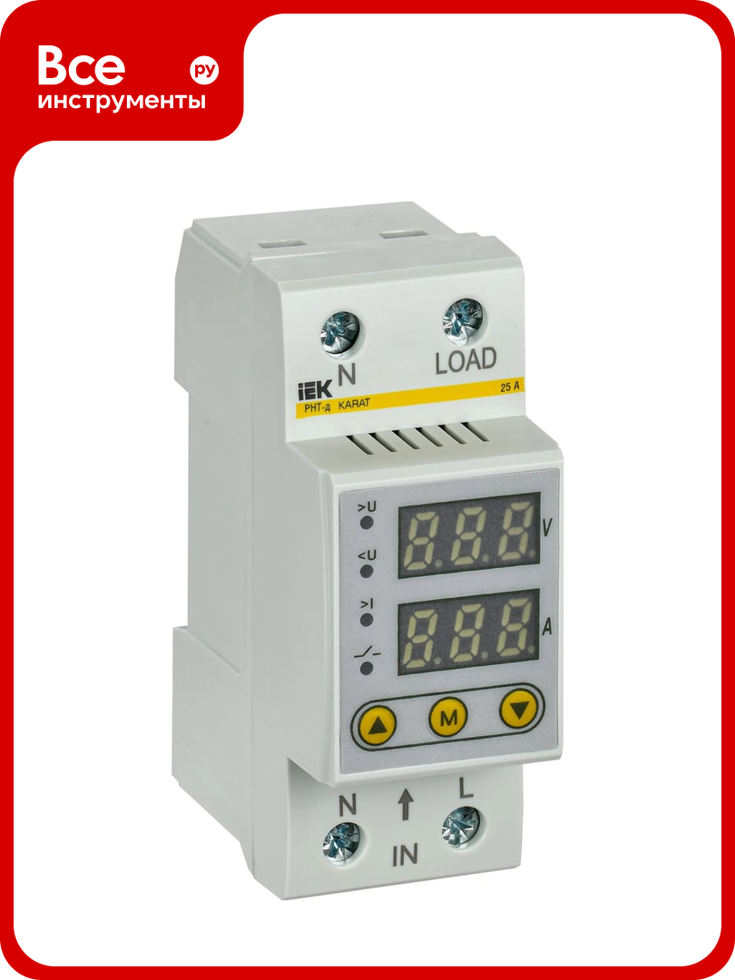 Реле напряжения и тока IEK рнт-д однофазное 36мм 25а IVC21-1-25