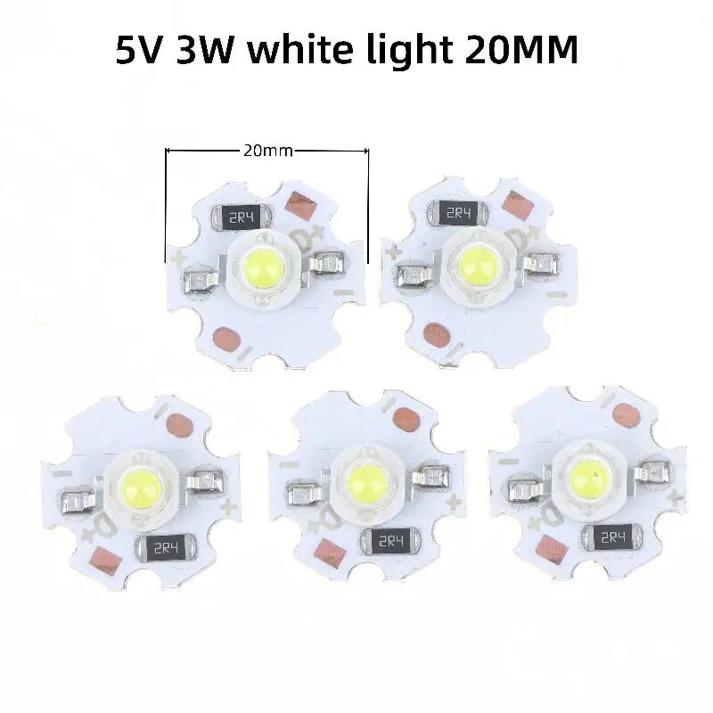 5шт Светодиоды 3W White 5V 20mm