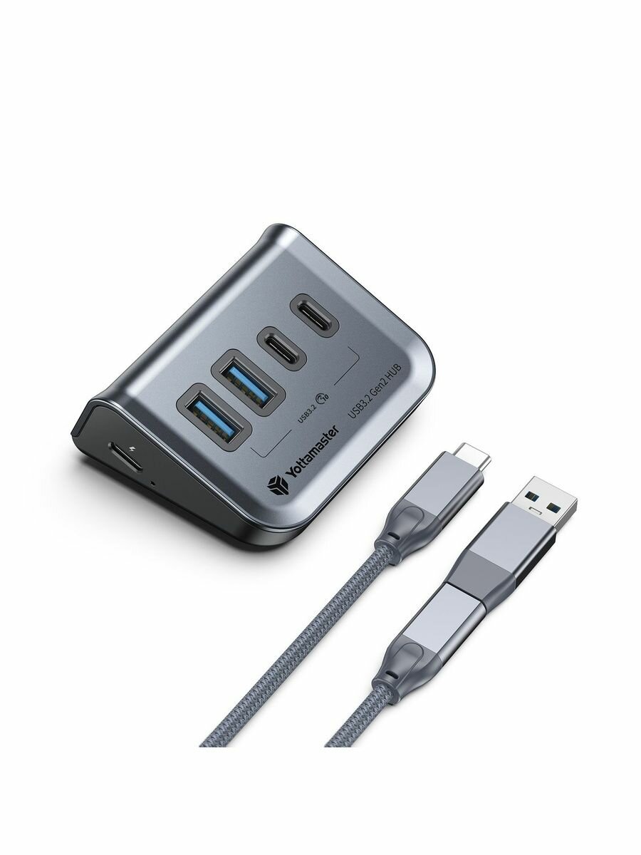 USB-хаб 3.1 Gen2 Компактный Yottamaster GA1 2 USB A 2 Type C , скорость 10 Гбит/с, питание Type C 5V 2A Универсальный для ноутбука ПК смартфона