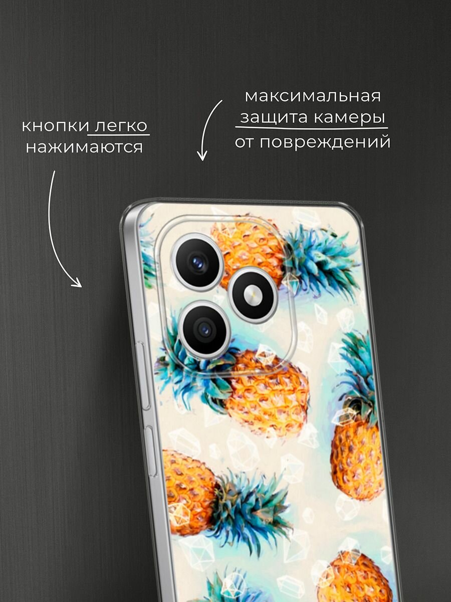Силиконовый чехол на Honor X8d / Хонор X8d с принтом Ананасы — фото 1