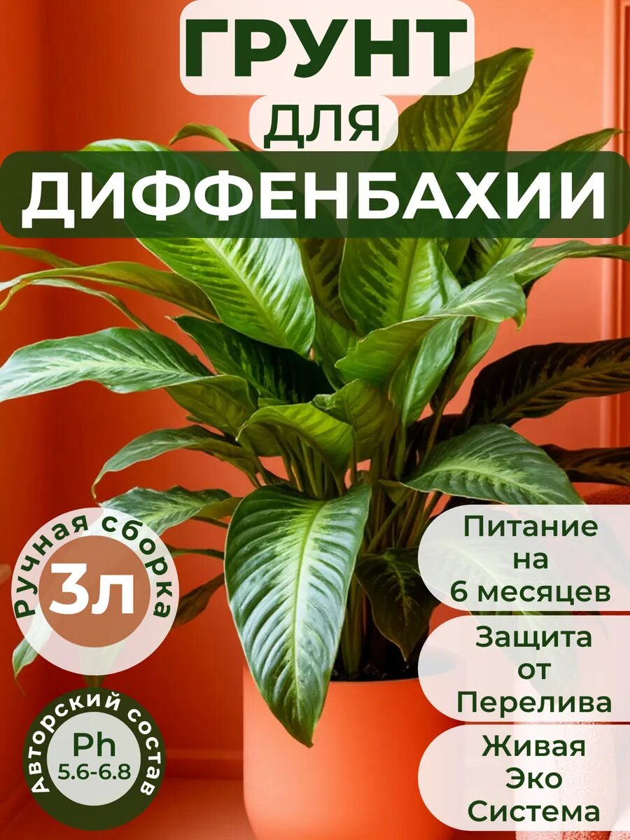 Готовый авторский грунт для Диффенбахии, премиум 3 литра