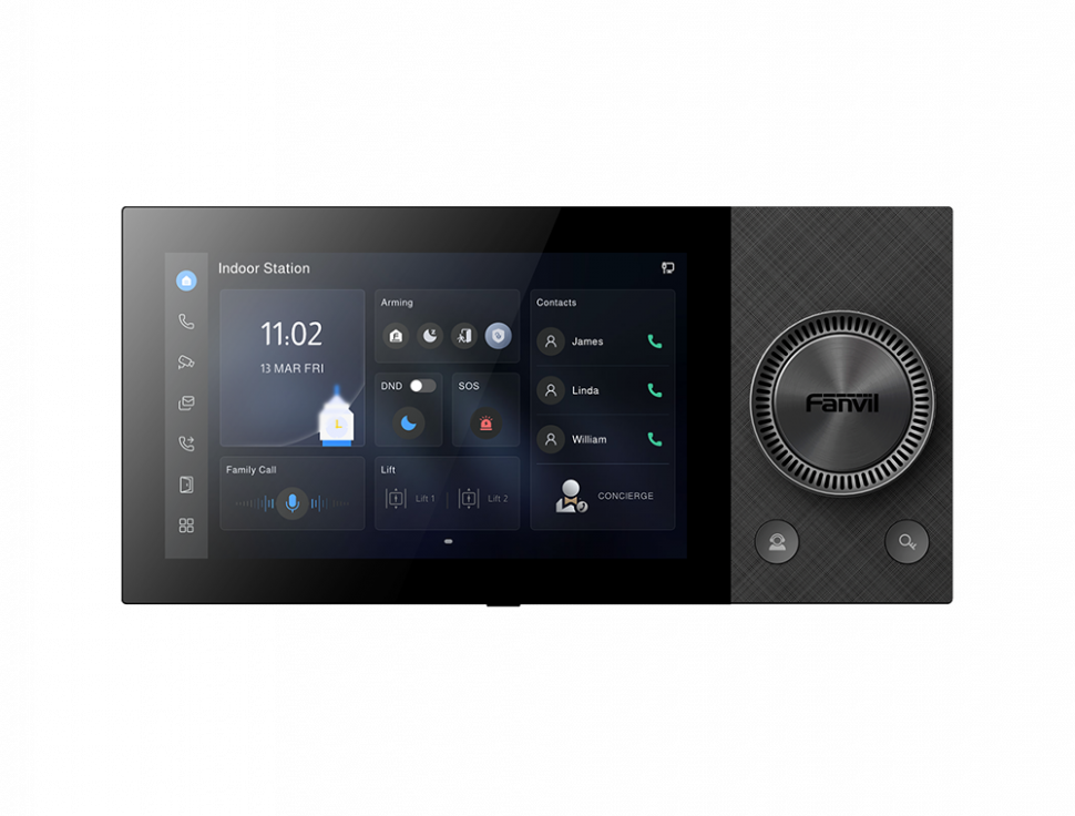 Ответная часть Fanvil i564W для SIP-домофона, 7" экран, диммер, Wi-Fi, без б/п, черная