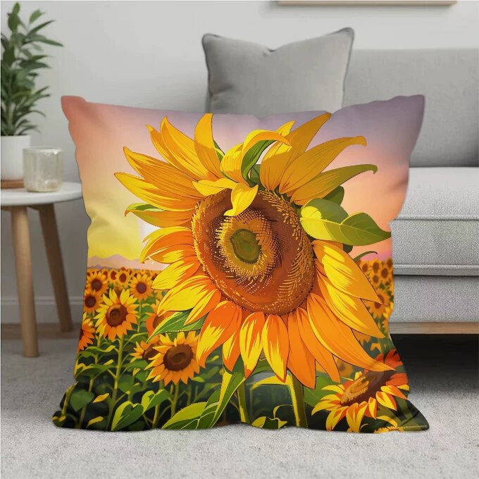 Чехол для подушки с подсолнухом, 40x40 см, двусторонний, без наполнителя