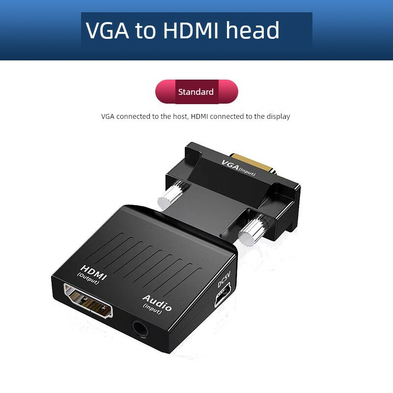 Адаптер VGA в HDMI с синхронизацией аудио и видео, кабель 0.5 м для мониторов и проекторов