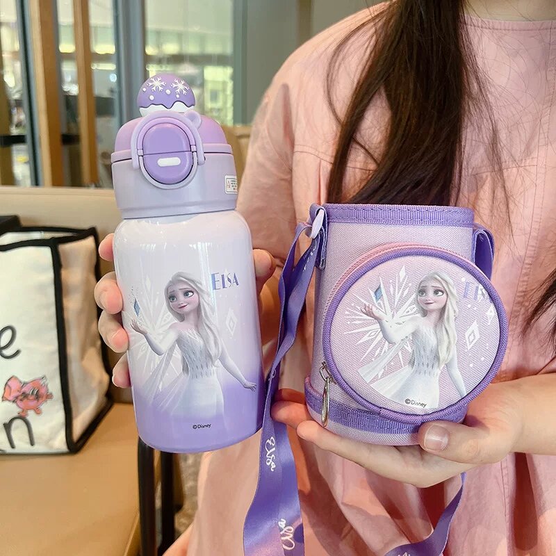 Фиолетовая кружка Elsa Frozen 500 мл с подставкой, волшебный дизайн