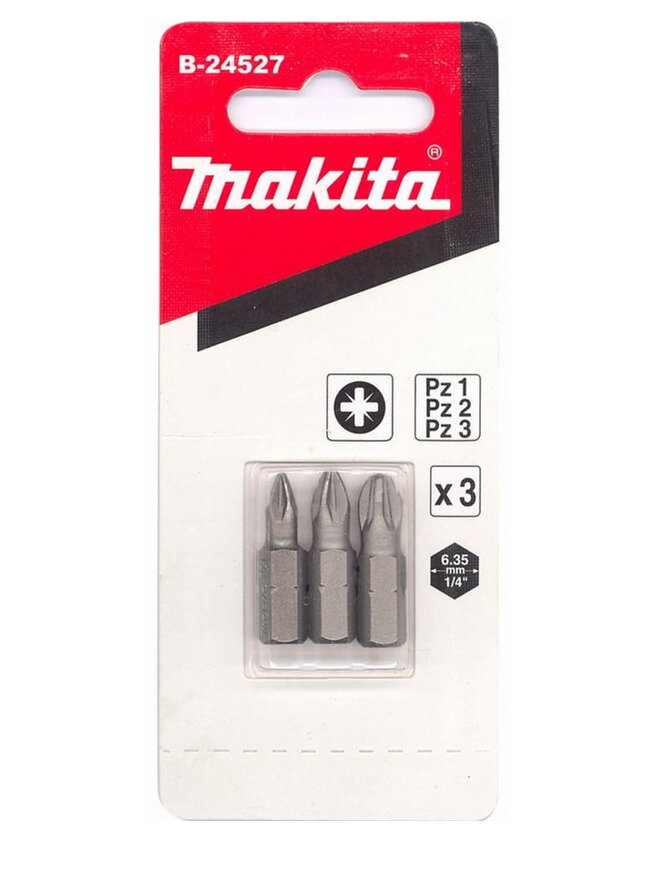 Бита (насадка) Makita PZ1 / PZ2 / PZ3, 25 мм, C-form, 3 шт.