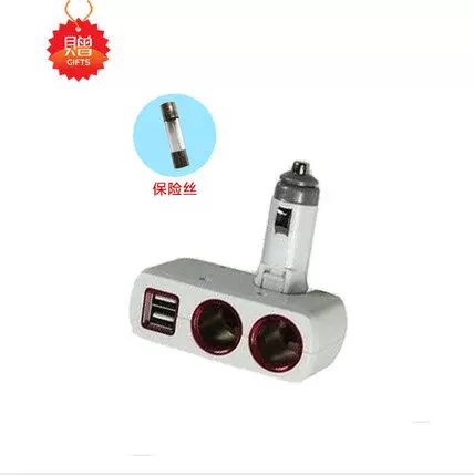 Shunwei 1918 Белое автомобильное зарядное устройство с двумя USB-портами и розеткой для прикуривателя (1:2