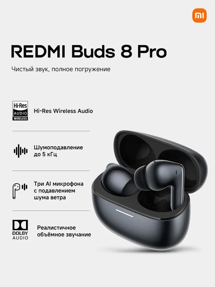 Наушники REDMI Buds 8 Pro TWS, Hi-Res Audio, LDAC, ANC 55 дБ, Dolby Sound, Bluetooth 5.4
