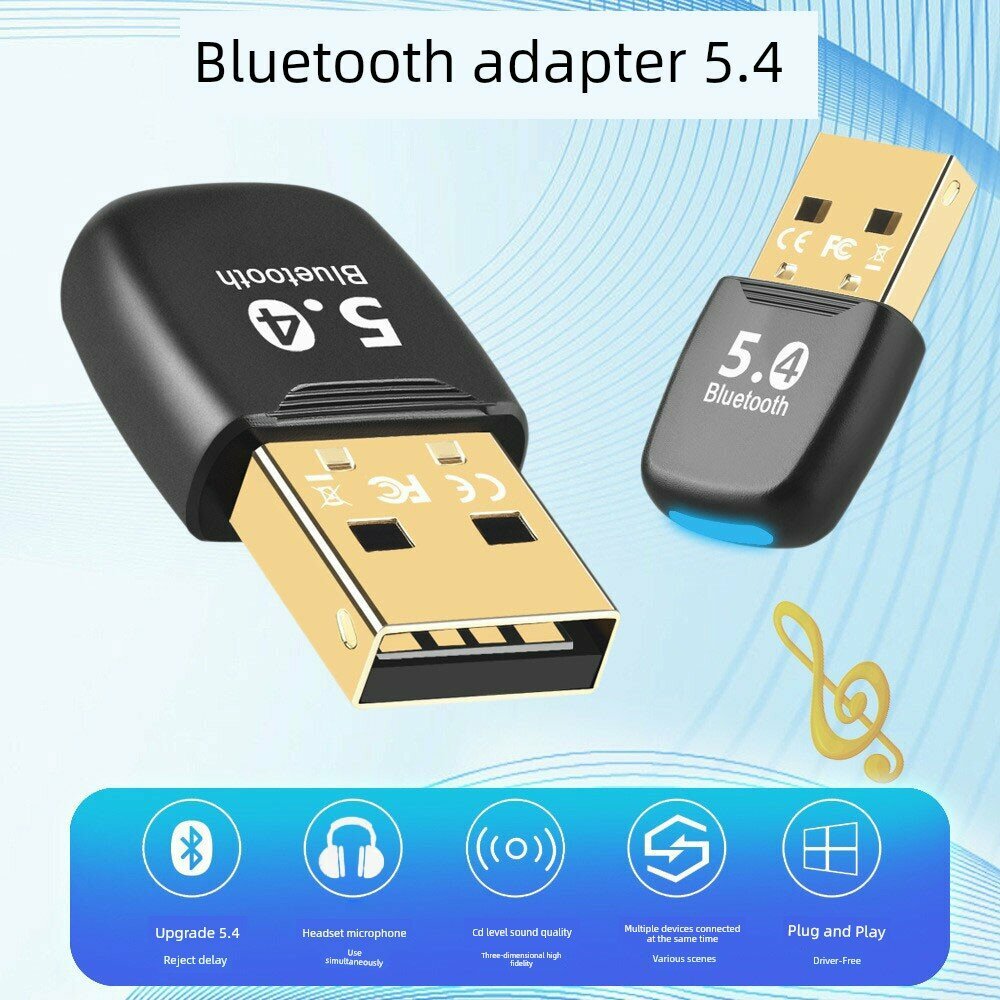 Bluetooth 5.4 Приемник с поддержкой микрофона, без задержек, совместимый с Windows 7/8/10/11, беспроводной адаптер для