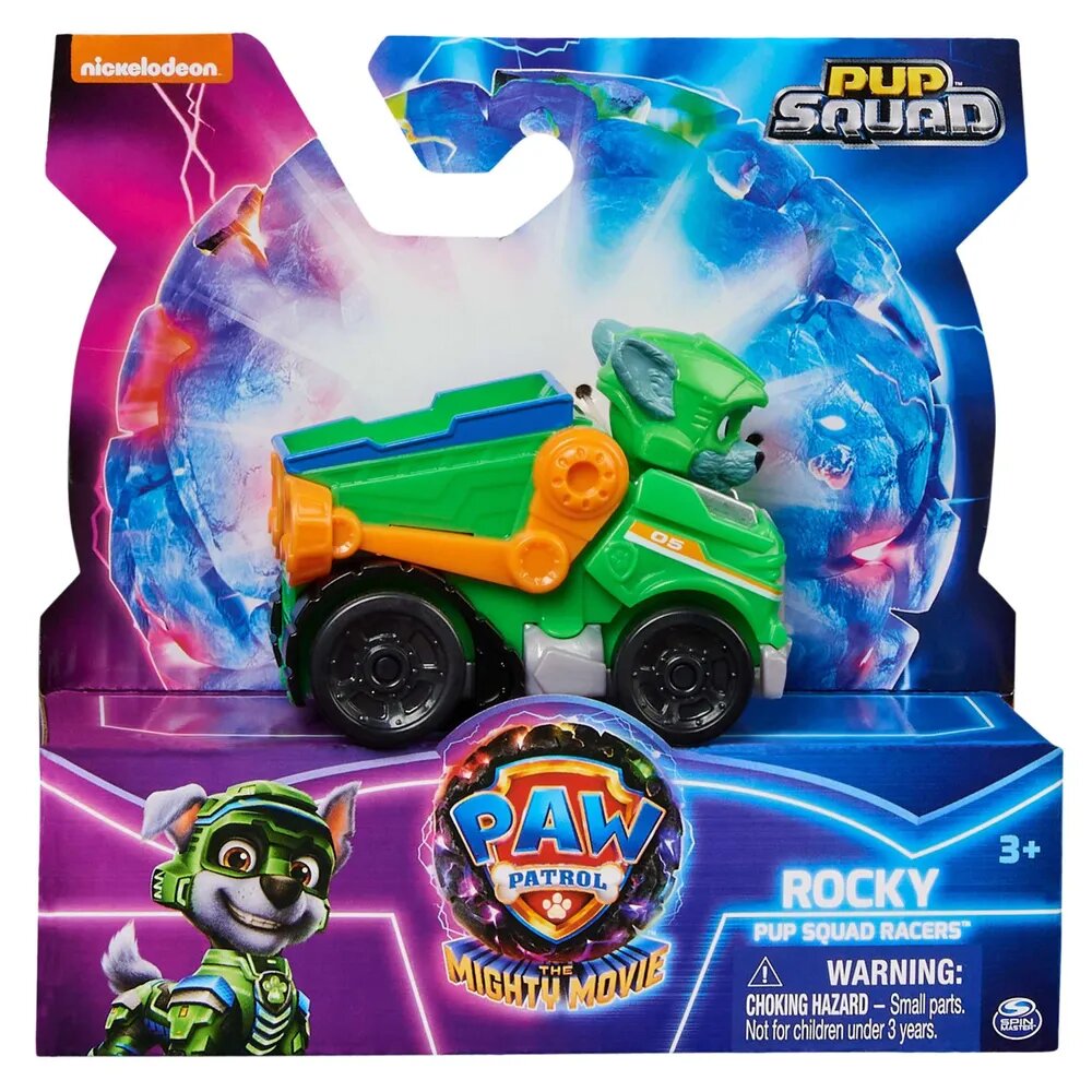 Spin Master Nickelodeon Paw Patrol The Mighty Movie Pup Squad Racers Toy / Детская гоночная игрушка-сюрприз с куклой-щенком и игрушечной моделью автомобиля, подходит для детей от 4 лет и старше