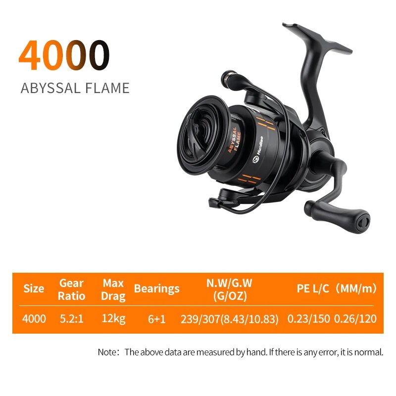 Катушка спиннинговая Huidiao Abyssal Flame 4000, 5.2:1, 12kg