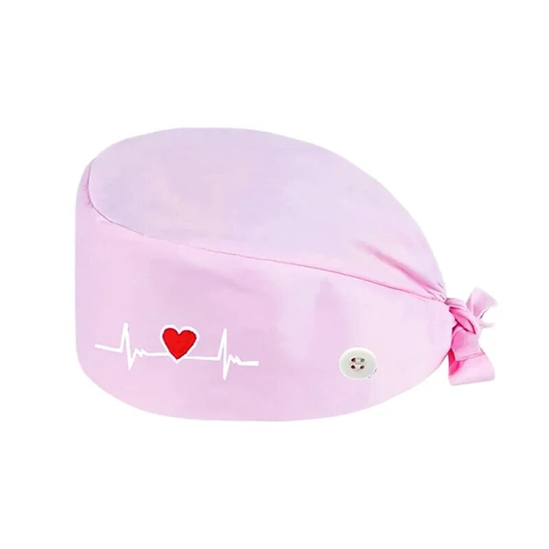 Розовая медицинская шапка с сердцем, Color: Pink