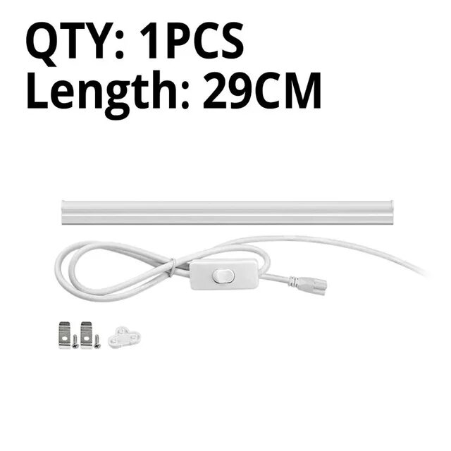 Светодиодная трубка T5 29см, WHITE, 1PCS, EU plug