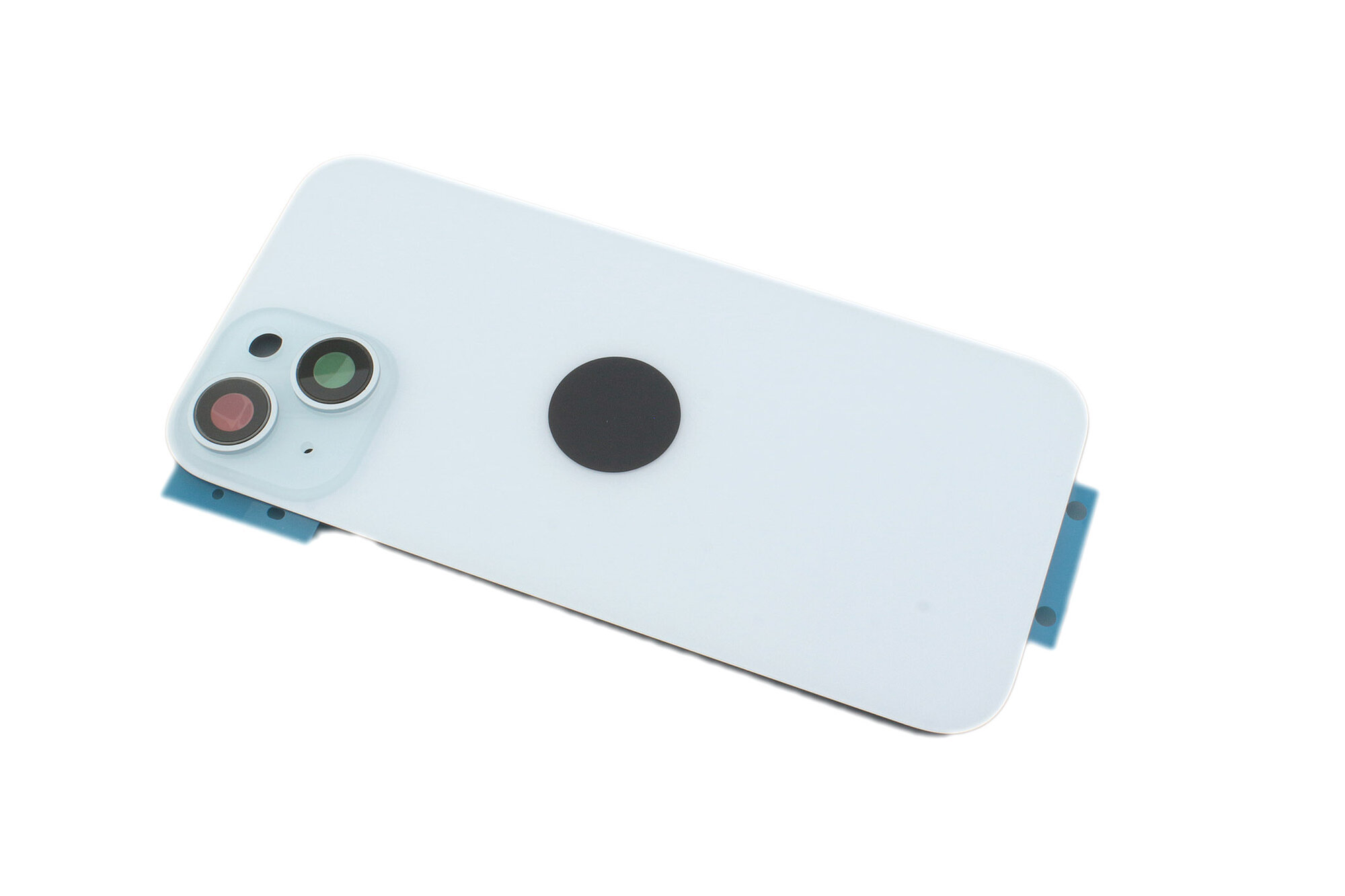 Задняя крышка (стекло) для iPhone 15 (A3090) в сборе со стеклом камеры голубая