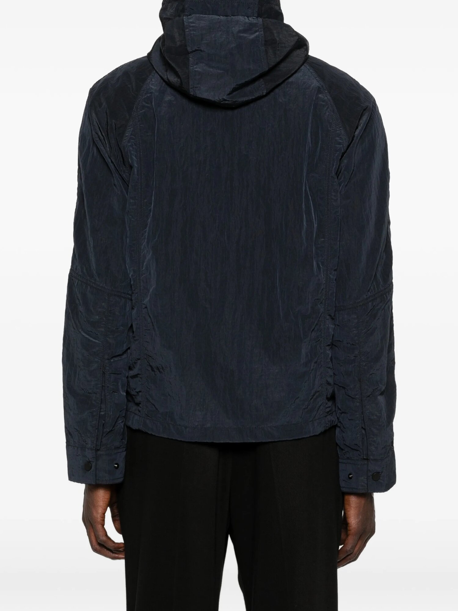 Куртка EMPORIO ARMANI Hooded crinkled-texture jacket, размер 56, blue — фото 1