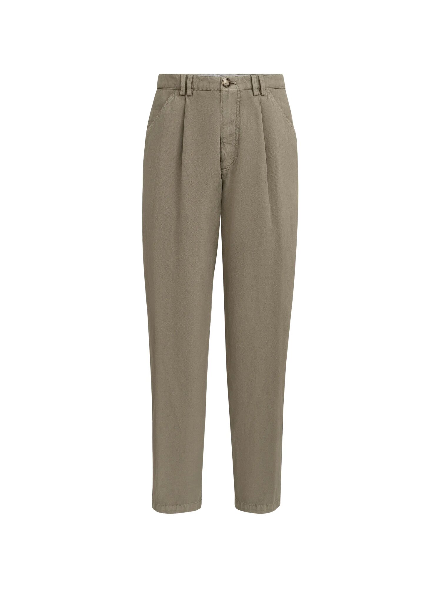 Брюки Garment-dyed trousers in cotton and linen canvas with pleat