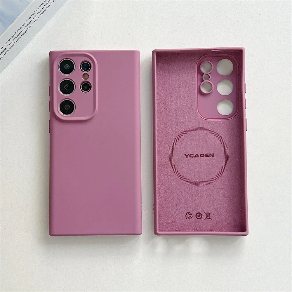 Розовый силиконовый чехол для Samsung Galaxy S23 Ultra