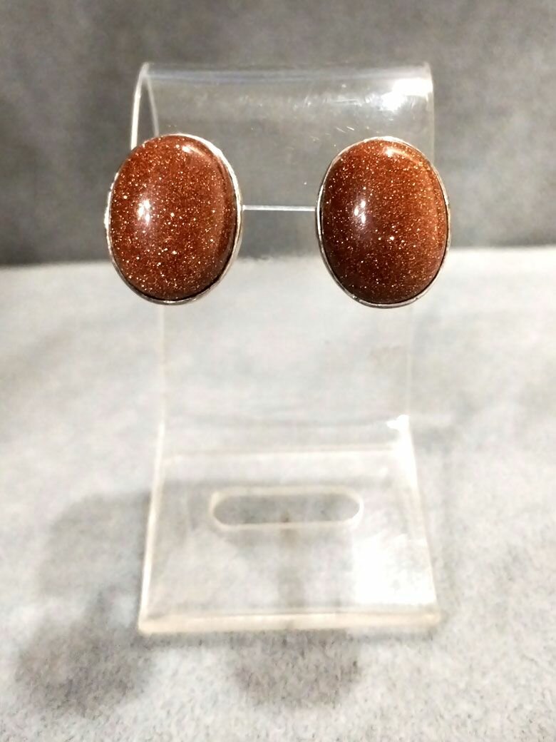 Серьги, авантюриновое стекло, искусственный камень