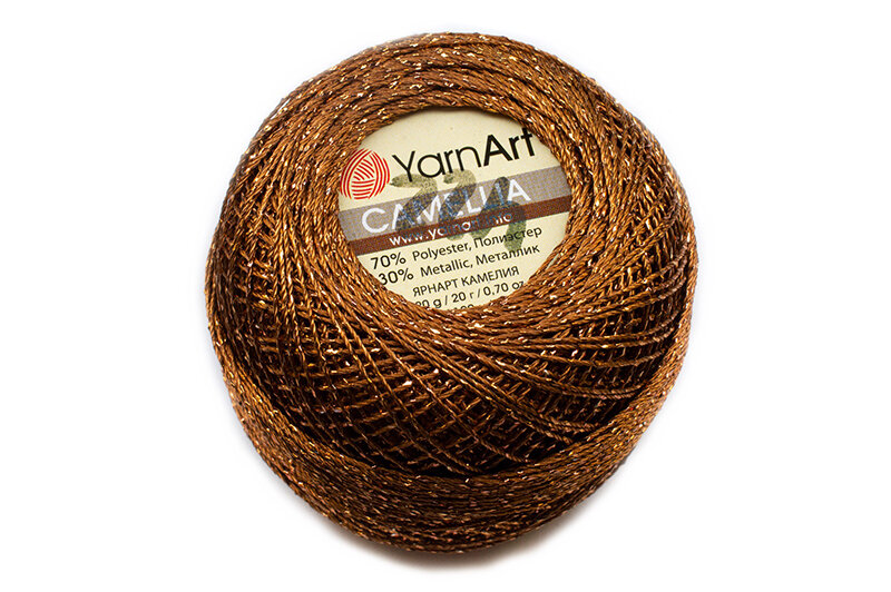 Пряжа Camellia YarnArt, цвет 0422 шоколад, 70% полиэстер/30% металлик, 20г, 190м, 1шт