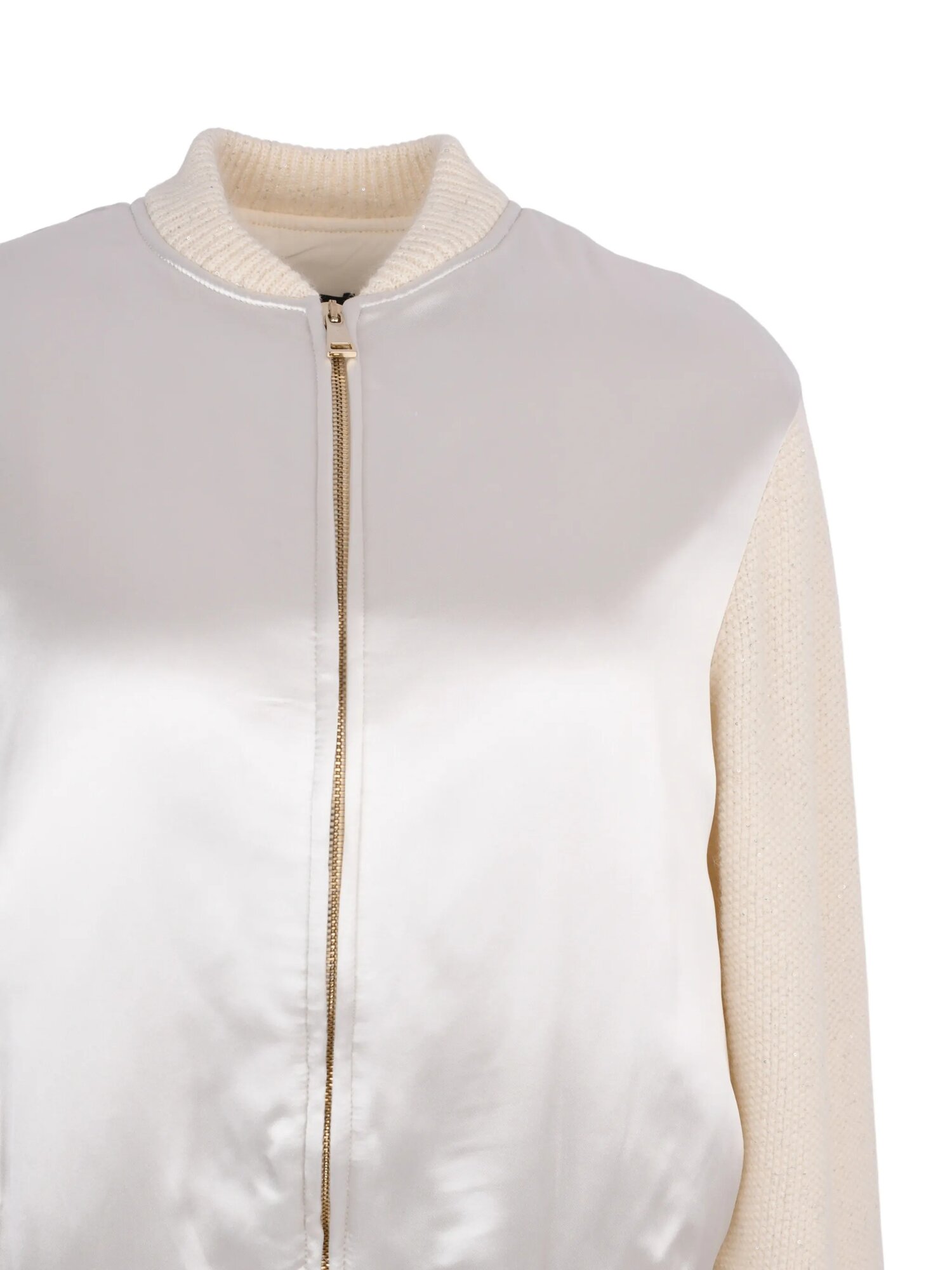 Бомбер FABIANA FILIPPI Long-sleeves bomber jacket, размер 40, бежевый/белый — фото 1